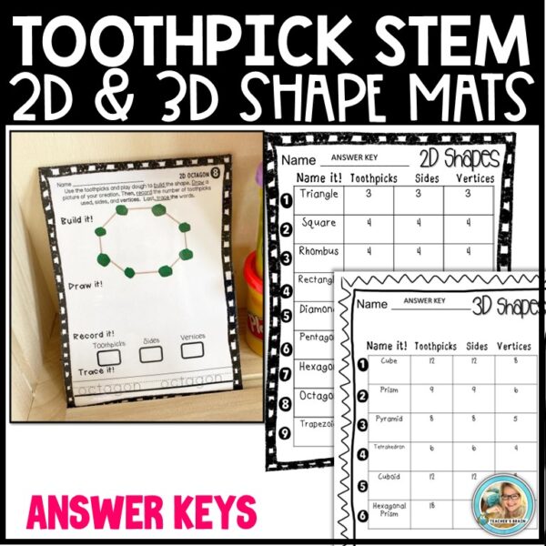 STEM Activities and Challenges | Toothpick 2D 3D SHAPE Mats - Teacher's ...