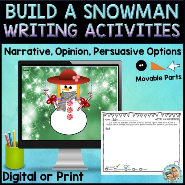 Build a Snowman Writing Activity | Google Slides - Teacher's Brain