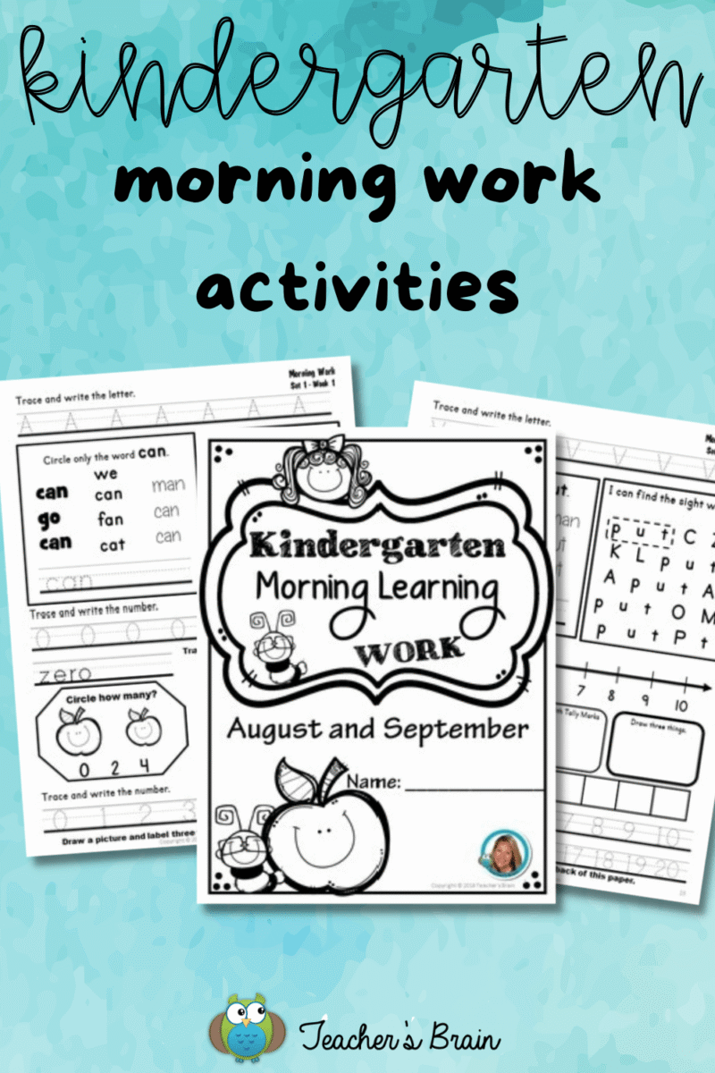 Kindergarten Morning Work Activities - Teacher's Brain