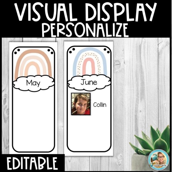 EDITABLE Birthday Chart Display Cards | Boho - Teacher's Brain