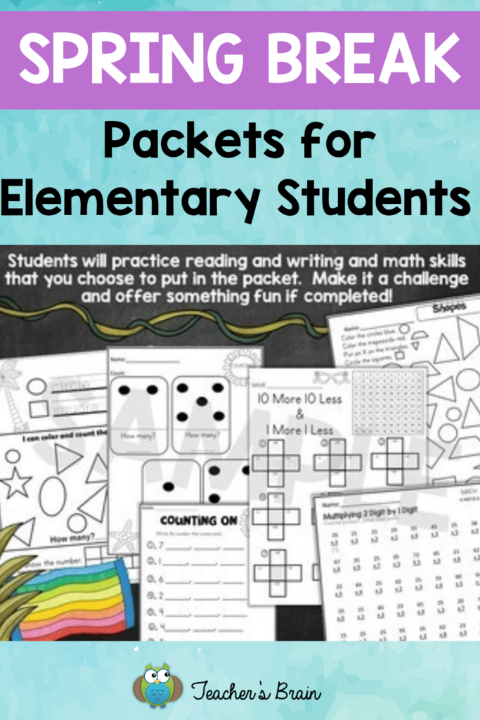 Spring Break Packets For Elementary - Teacher's Brain