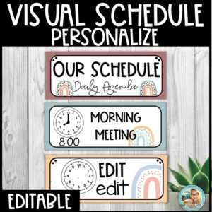 Classroom Daily Visual Schedule EDITABLE Cards BOHO RAINBOW Classroom ...