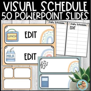 Classroom Daily Visual Schedule EDITABLE Cards BOHO RAINBOW Classroom ...