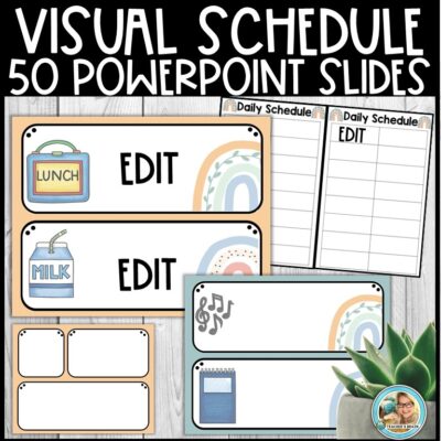 Classroom Daily Visual Schedule EDITABLE Cards BOHO RAINBOW Classroom ...