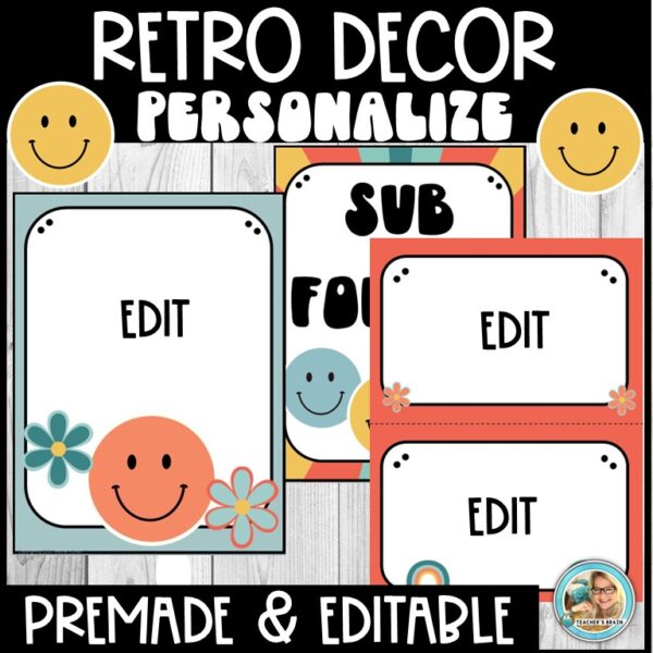 RETRO GROOVY Classroom Decor Banners, Posters, Labels | EDITABLE ...